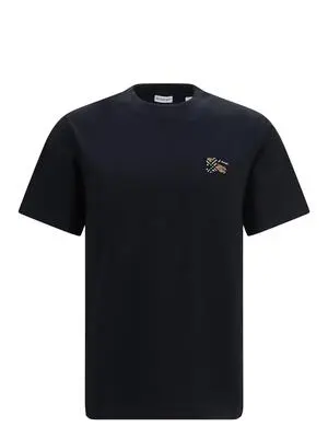 Burberry Embroidered Logo Cotton T-shirt - Black