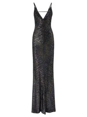 Missoni Sequin Embellished V-neck Floor Length Dress - Multicolor