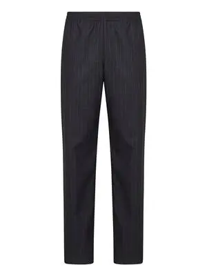Burberry Iron Grey Pinstriped Wool Track Trousers - Multicolor