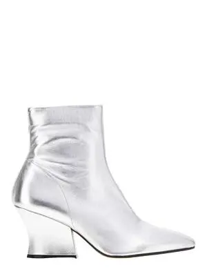 JIL SANDER Leather Lune Ankle Boots - Silver