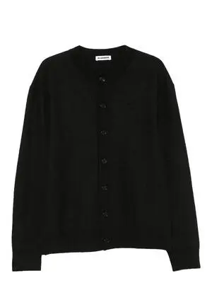 JIL SANDER Fine Knit Wool Cardigan - Black