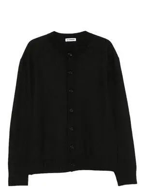 JIL SANDER JIL SANDER Fine Knit Wool Cardigan Black