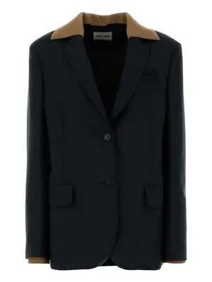 Miu Miu Single-breasted Virgin Wool And Mohair Blazer - Blue