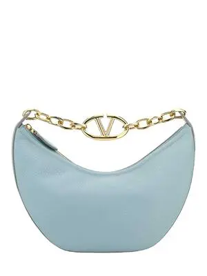 Valentino Garavani Light Leather Small Hobo Vlogo Moon Handbag - Blue