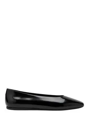 Prada Brushed Leather Ballet Flats - Black