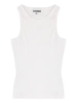 GANNI Logo Tank Top - White