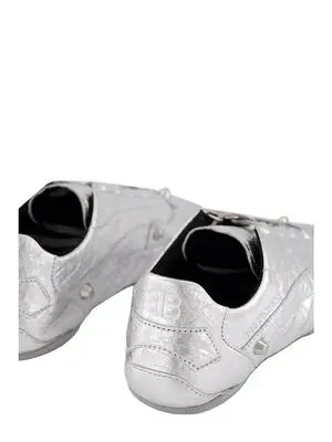 Balenciaga Metallic Effect Studded Trainers - Silver