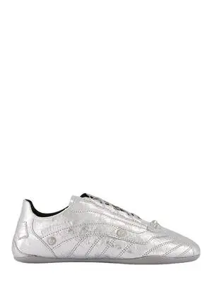 Balenciaga Metallic Effect Studded Trainers - Silver