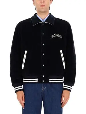 Dolce & Gabbana DOLCE & GABBANA Corduroy Bomber Jacket Blue