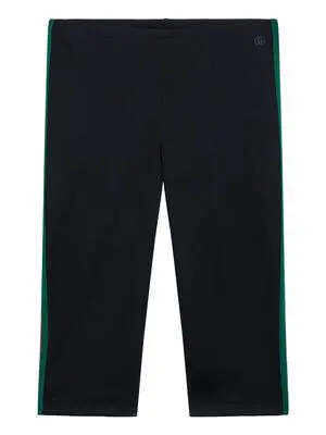 Gucci Ribbed Cotton Jersey Pants With Web Japan - Blue