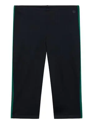 Gucci Ribbed Cotton Jersey Pants With Web Detail - Blue