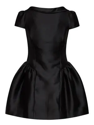 SELF-PORTRAIT Black Taffeta Collared Minidress - Multicolor