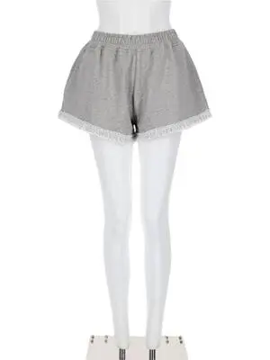 GANNI Organic Cotton Lace-trimmed Shorts - Gray