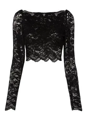 Rabanne Floral Lace Crop Top - Black