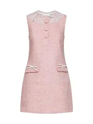 SELF-PORTRAIT Bouclé Lace Collar Mini Dress - Multicolor