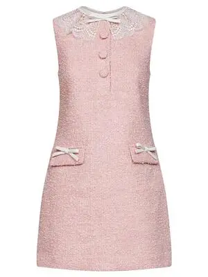 SELF-PORTRAIT Bouclé Lace Collar Mini Dress - Multicolor