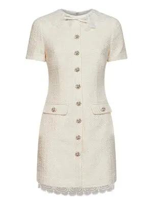 SELF-PORTRAIT Bouclé Tailored Minidress With Lace Inserts - Multicolor