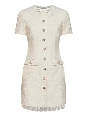 SELF-PORTRAIT Bouclé Tailored Minidress With Lace Inserts - Multicolor