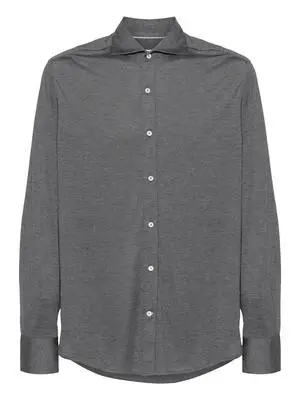 Brunello Cucinelli Brunello Cucinelli Men Jersey Shirt With Spread Collar Multicolor
