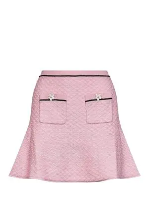 SELF-PORTRAIT Pink Sequin Knit Flared Mini Skirt - Multicolor