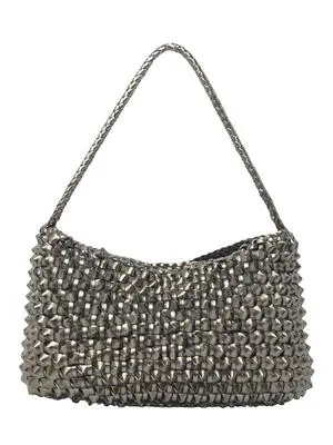 Dragon Diffusion Woven Leather Shoulder Bag - Silver