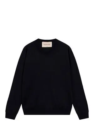 Valentino Garavani VALENTINO Wool Crewneck Sweater Blue