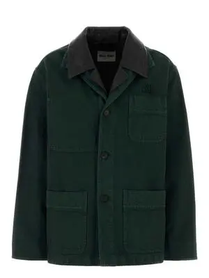 Miu Miu Cotton Jacket With Logo - Multicolor
