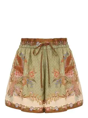 Zimmermann Indra Printed Silk Shorts - Multicolor