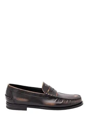 Prada PRADA Antiqued Leather Loafers Multicolor