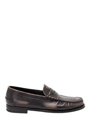 Prada Antiqued Leather Loafers - Multicolor