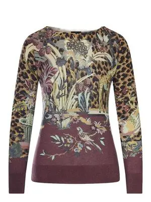 Etro Etro Women Lightweight Knit Top With Animal And Floral Print Multicolor