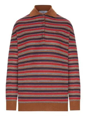 Prada Striped Cashmere Polo Shirt - Multicolor
