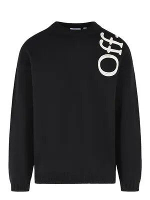 Off-White Vertical Bookish Wool Blend Sweater - Black