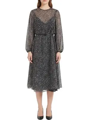 Max Mara Max Mara Studio Women Campo Midi Silk Dress With Polka Dot Print Max Mara Studio Multicolor