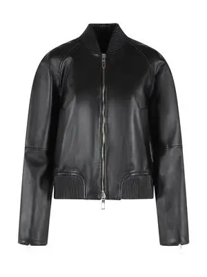 Sportmax Amour' Nappa Leather Bomber Jacket - Black