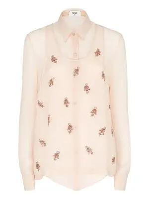 Fendi Silk Georgette Embellished Blouse - Multicolor