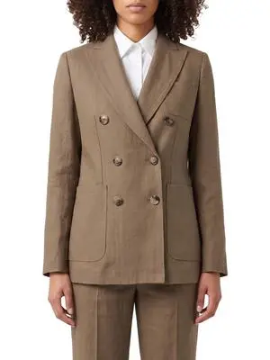 Max Mara Double-breasted Hemp Blazer - Brown