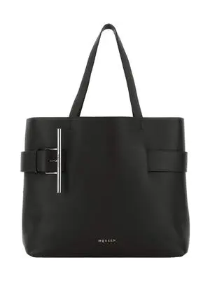 Alexander McQueen Leather T-bar Shopping Bag - Black