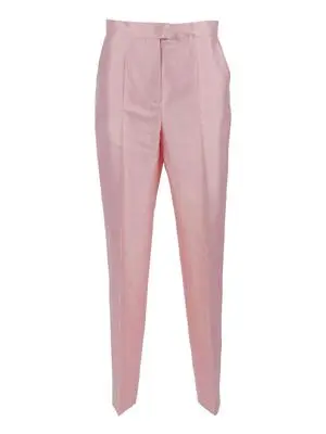 Max Mara Slim Fit Silk Trousers - Pink