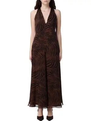 Max Mara Printed Silk Midi Dress - Brown