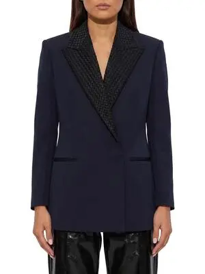 Bottega Veneta Merino Wool Double Breasted Blazer - Blue