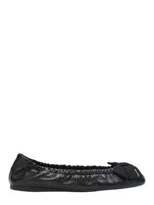 Prada Patent Leather Ballet Flats With Bow - Black