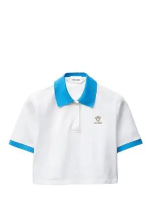 Versace Polo Piquet With Logo And Medusa Embroidery - Multicolor