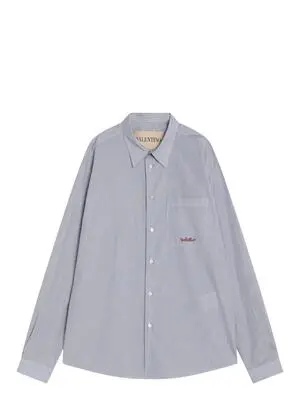 Valentino Garavani Light Cotton Shirt With Logo - Blue