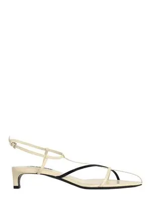JIL SANDER Leather Cage Sandals With Two-tone Woven Straps - White