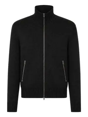 TOM FORD Merino Wool Zip-up Cardigan - Black