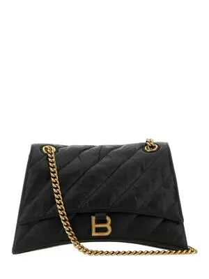 Balenciaga Leather Medium Crush Shoulder Bag - Black