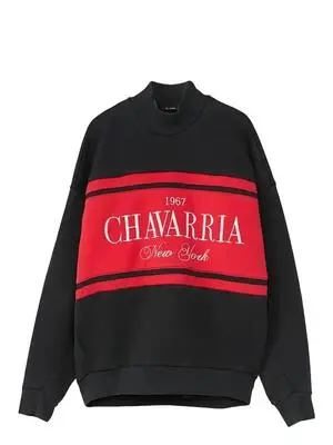 WILLY CHAVARRIA Striped Logo Detail Sweatshirt - Black