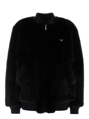 Prada Faux Fur Bomber Jacket - Black