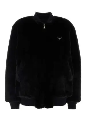 Prada Faux Fur Bomber Jacket - Black